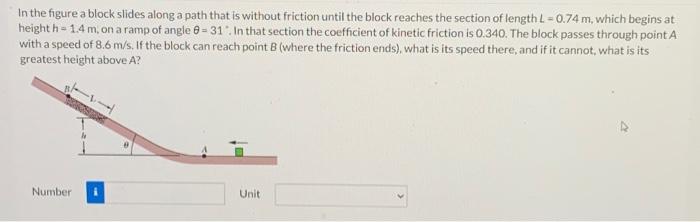 Solved In the figure a block slides along a path that is | Chegg.com
