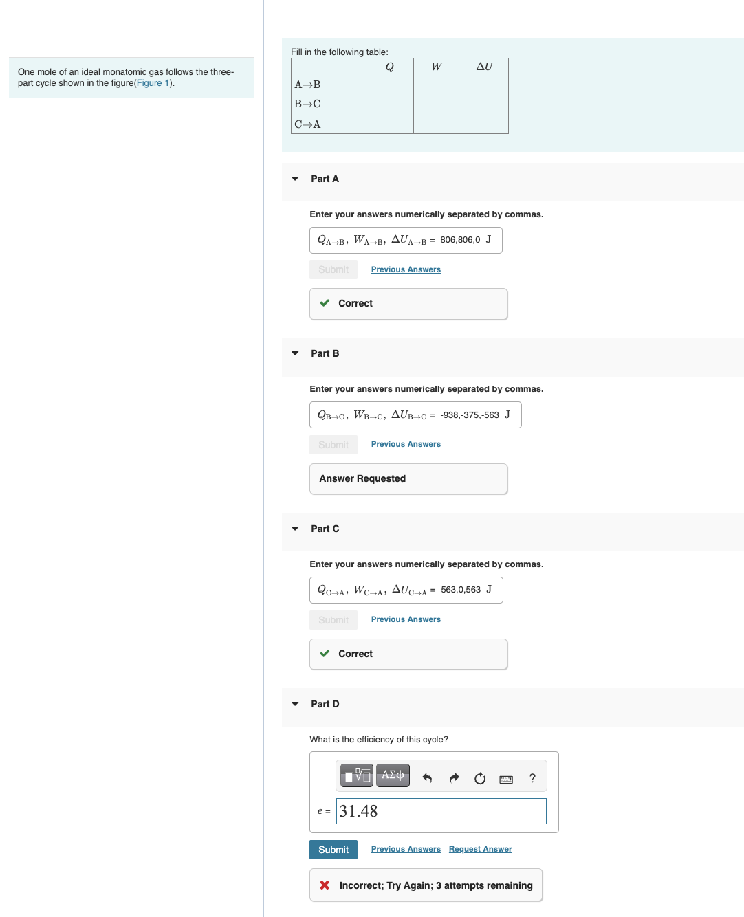 Fill in the following table:Part AEnter your answers | Chegg.com