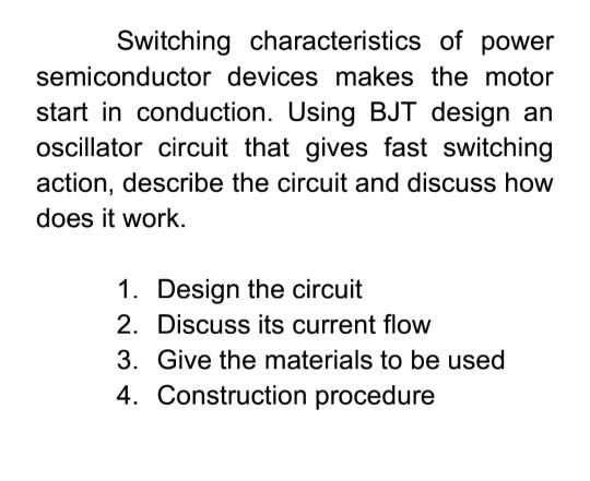 Solved Switching characteristics of power semiconductor | Chegg.com