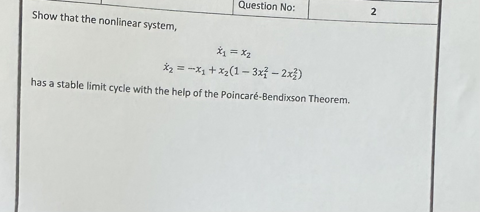Solved Question No:2Show that the nonlinear | Chegg.com