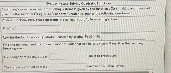 Solved Evaluating and Solving Quadratic Functions A | Chegg.com