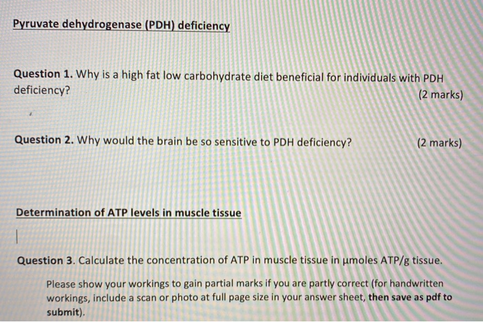Solved Pyruvate dehydrogenase (PDH) deficiency Question 1. | Chegg.com