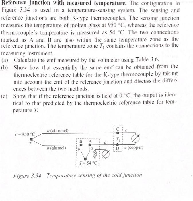 Reference junction with measured temperature. The | Chegg.com