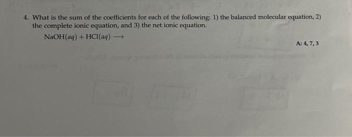 Solved 4. What is the sum of the coefficients for each of | Chegg.com