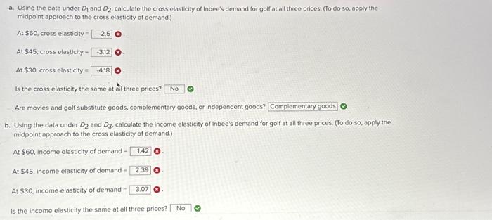 Solved a. Using the data under D1 and D2, colculate the | Chegg.com
