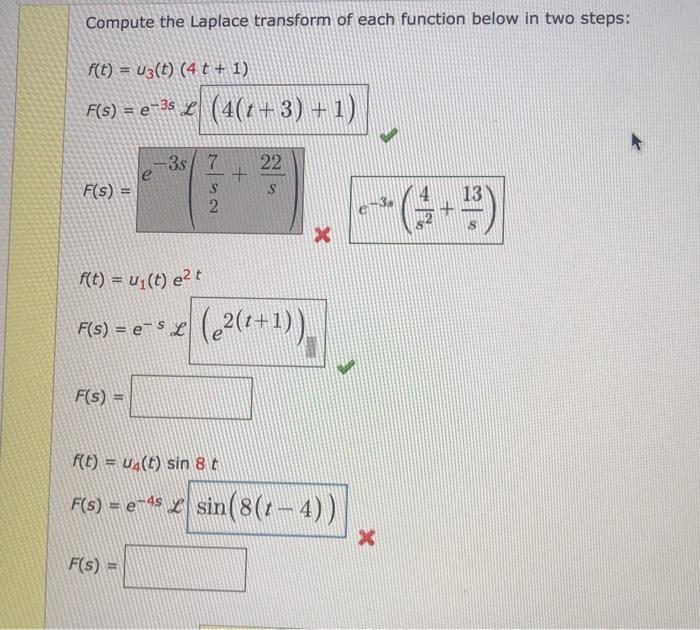Solved Compute the Laplace transform of each function below | Chegg.com