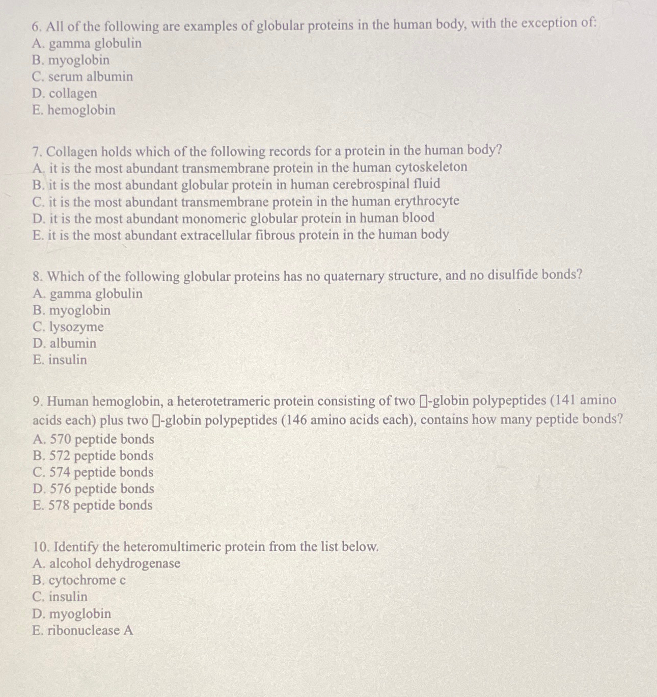 Solved Need help with questions 6-10 | Chegg.com