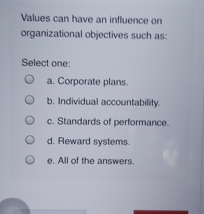 Solved Values can have an influence on organizational | Chegg.com