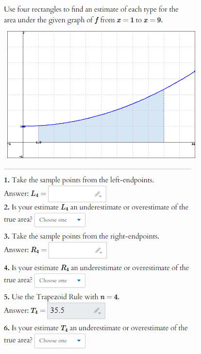 Use four rectangles to find an estimate of each type | Chegg.com