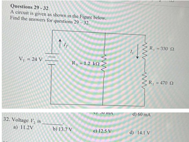 Solved Questions 29-32A circuit is given as shown in the | Chegg.com