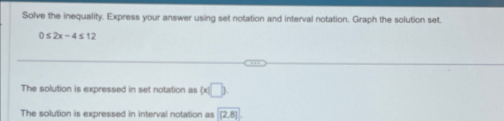 Solved Solve the inequality. Express your answer using set | Chegg.com