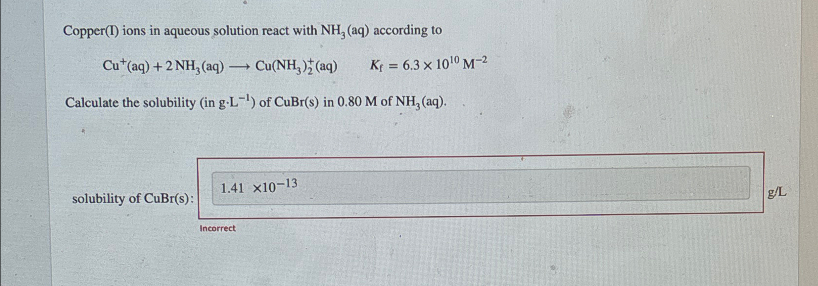 Solved Copper(I) ﻿ions in aqueous solution react with | Chegg.com