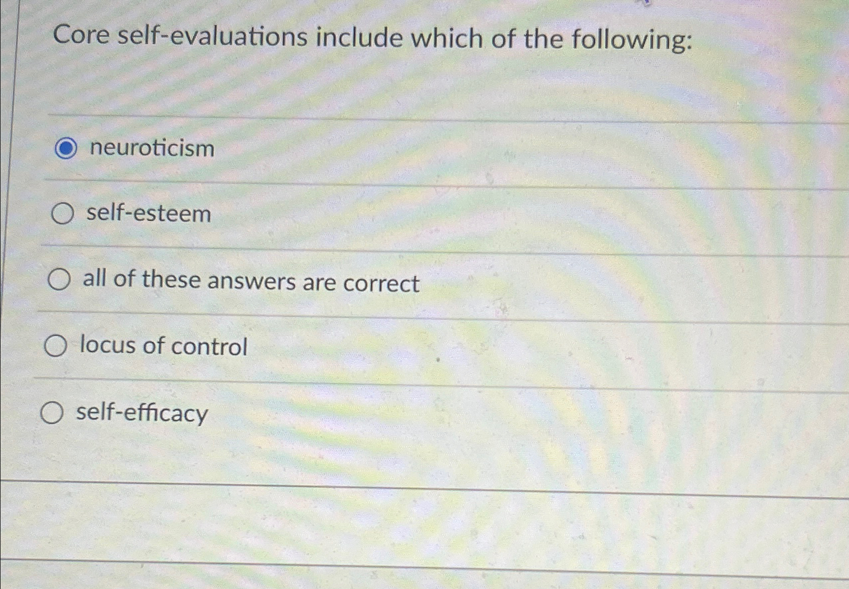 Solved Core self-evaluations include which of the | Chegg.com