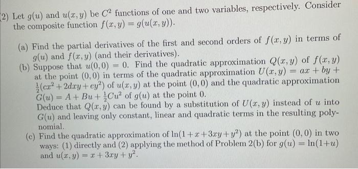 Solved Let g(u) and u(x,y) be C2 functions of one and two | Chegg.com