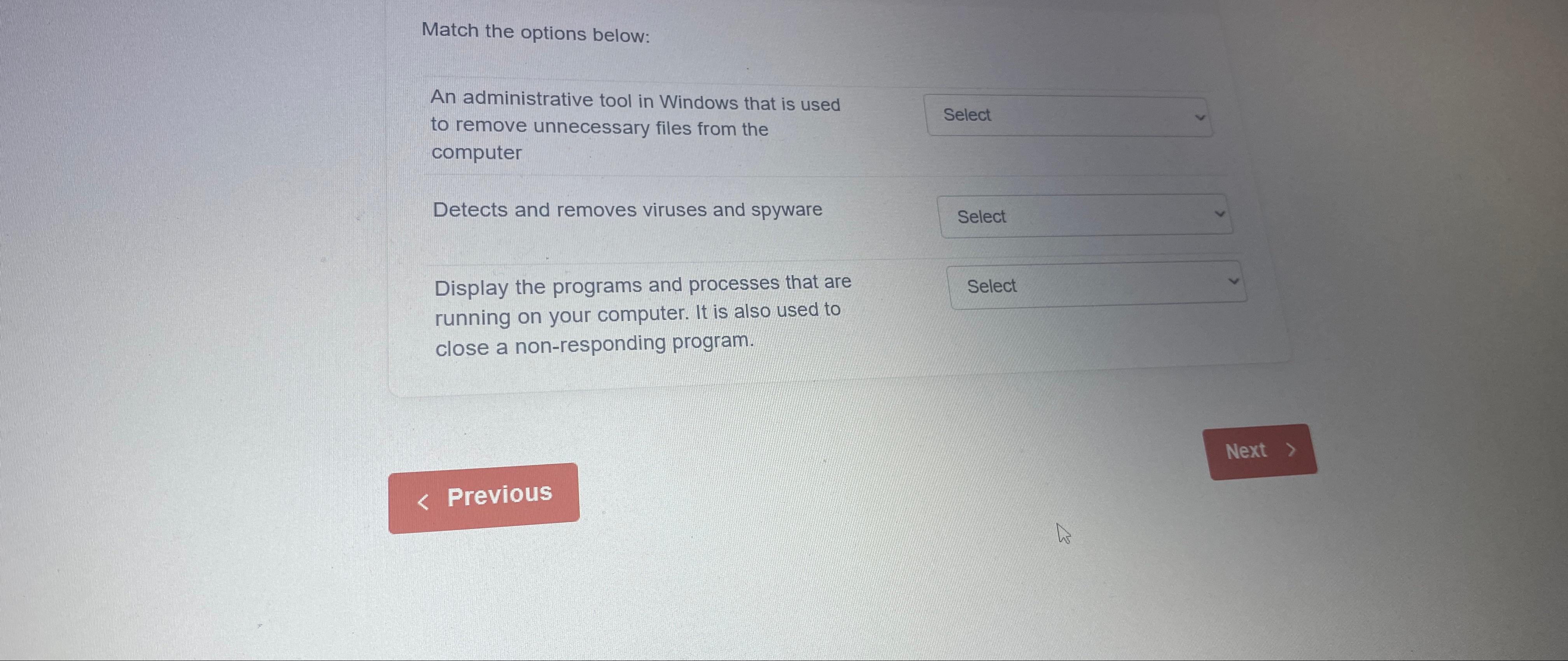 Solved Match the options below:An administrative tool in | Chegg.com