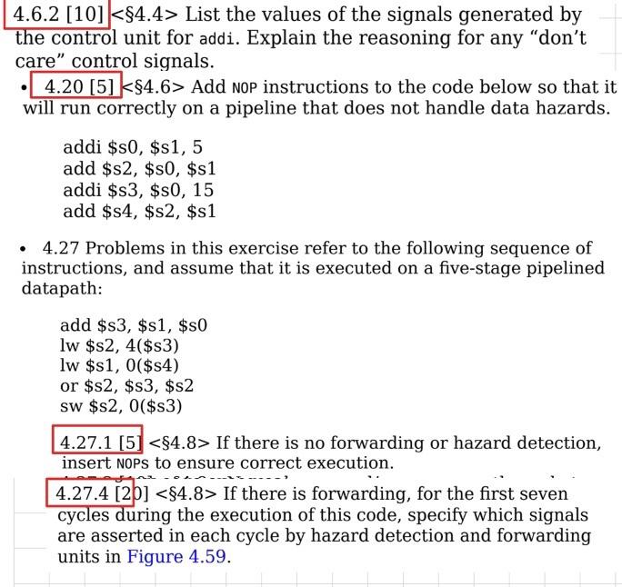 Solved 4.6.2 [10] List the values of the signals | Chegg.com
