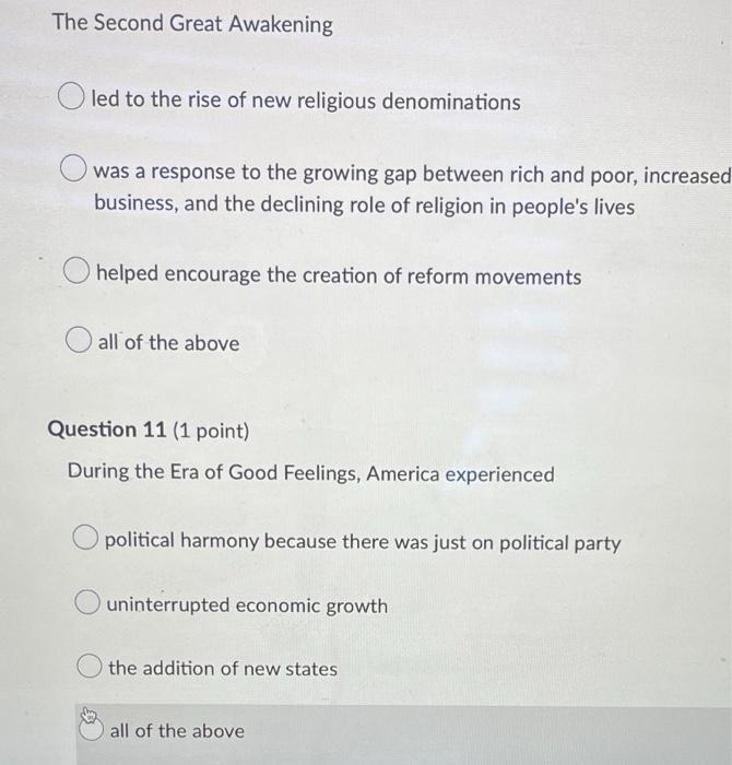 Solved The Second Great Awakening Oled to the rise of new | Chegg.com