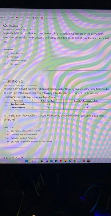 Solved Question 5 Suppose bect and leather are complements | Chegg.com
