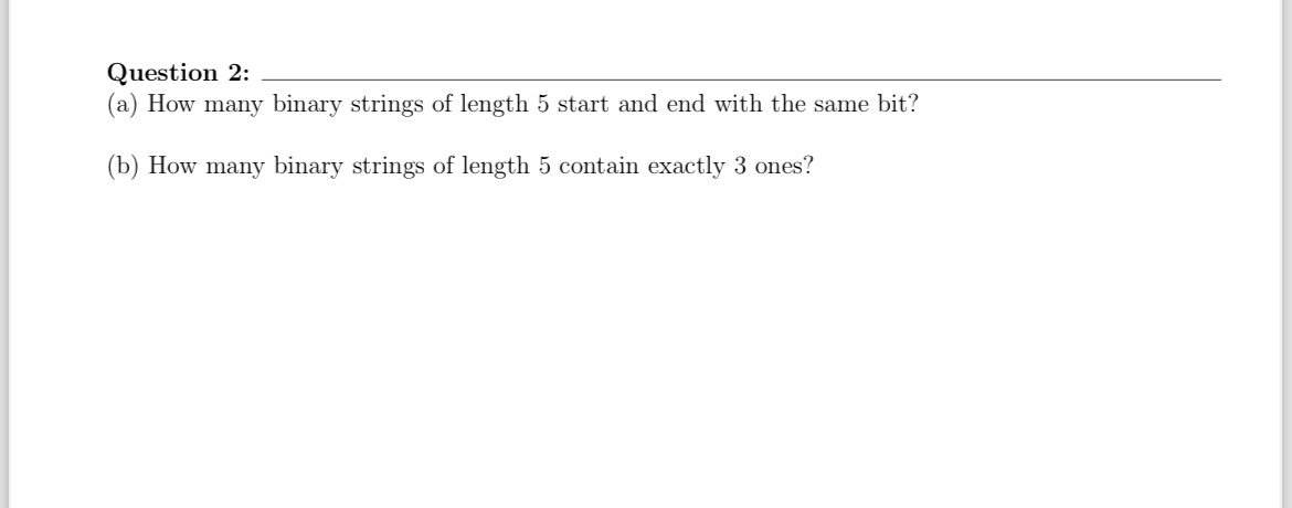 Solved Question 2a ﻿how Many Binary Strings Of Length 5 4944