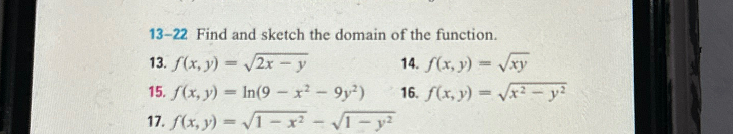 Solved 13-22 ﻿Find and sketch the domain of the | Chegg.com