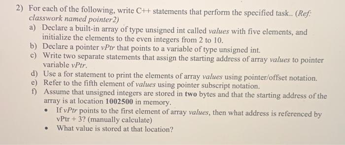 Solved 2) For each of the following, write CH statements | Chegg.com