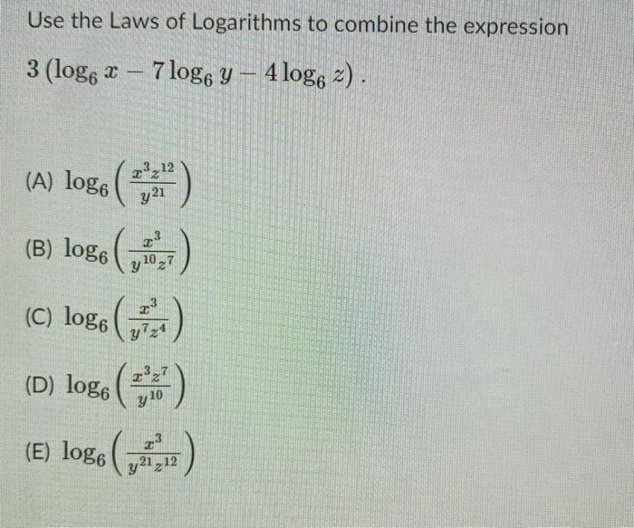 Solved three part law of logarithms question! this is three | Chegg.com