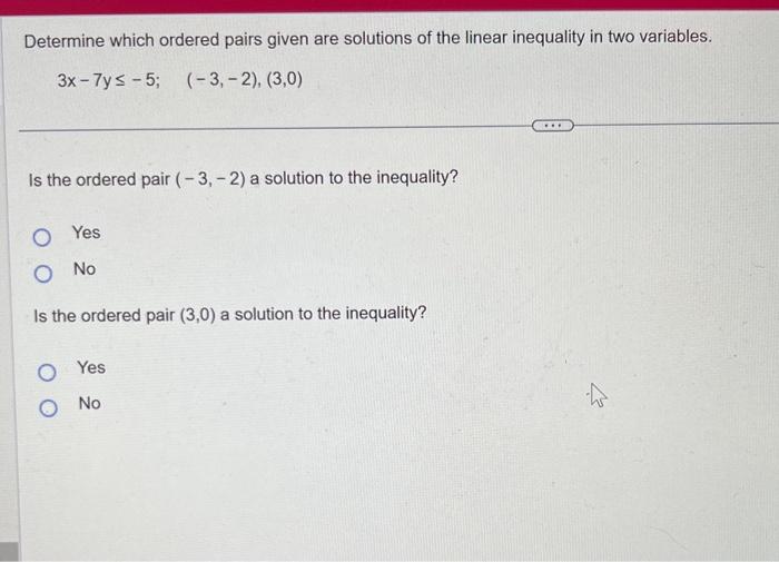 [solved] Determine Which Ordered Pairs Given Are Solutions