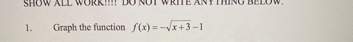 Solved SHOW ALL WOR WRITE HING BELL 1. Graph the function | Chegg.com