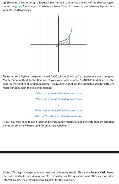 Solved Q1 [50 points], Let us design a Monte Carlo method to | Chegg.com