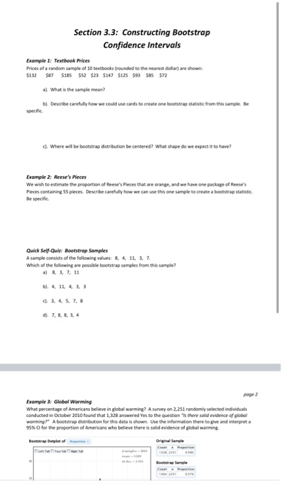Solved Section 3.3: Constructing Bootstrap Confidence | Chegg.com