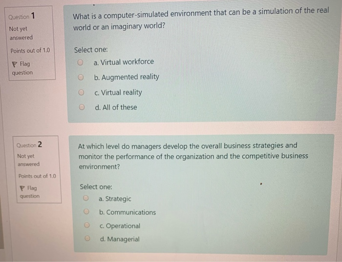 Solved What is a computer-simulated environment that can be | Chegg.com