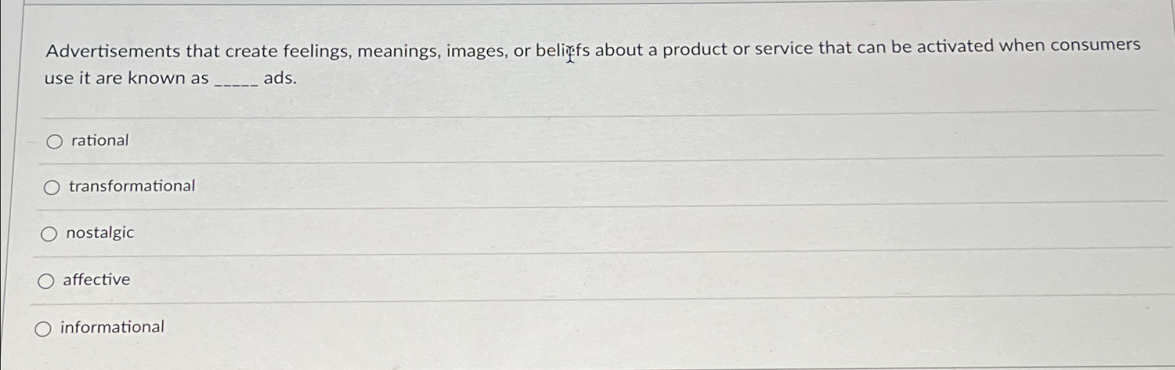 Solved Advertisements that create feelings, meanings, | Chegg.com