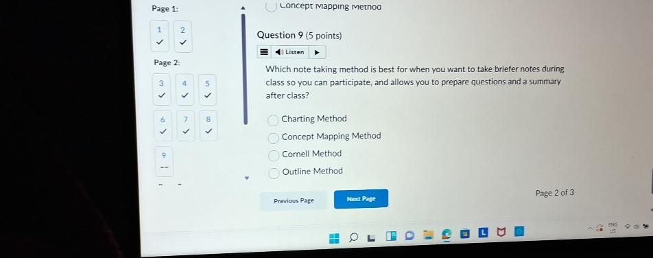 Solved Page 1:12Page 2:\table[[Which note taking method is | Chegg.com