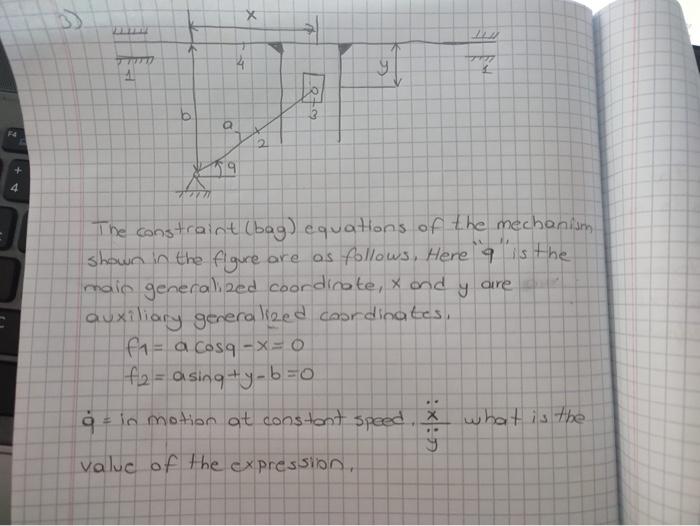 Solved The constraint (bag) equations of the mechanism shown | Chegg.com