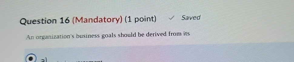 Solved Question 16 (Mandatory) (1 ﻿point)SavedAn | Chegg.com