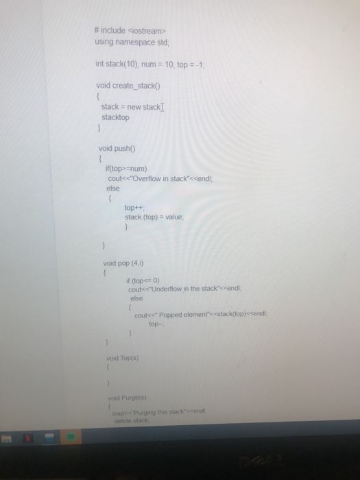 Solved #include using namespace std int stack(10), num = | Chegg.com