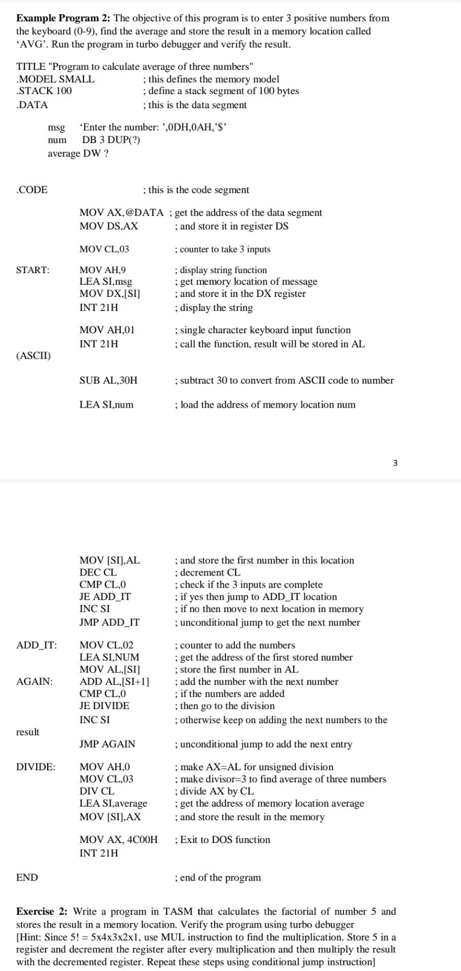 Solved Example Program 2: The objective of this program is | Chegg.com