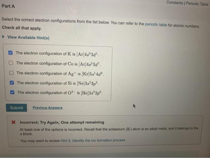 Solved Constants Periodic Table Part A Select the correct | Chegg.com
