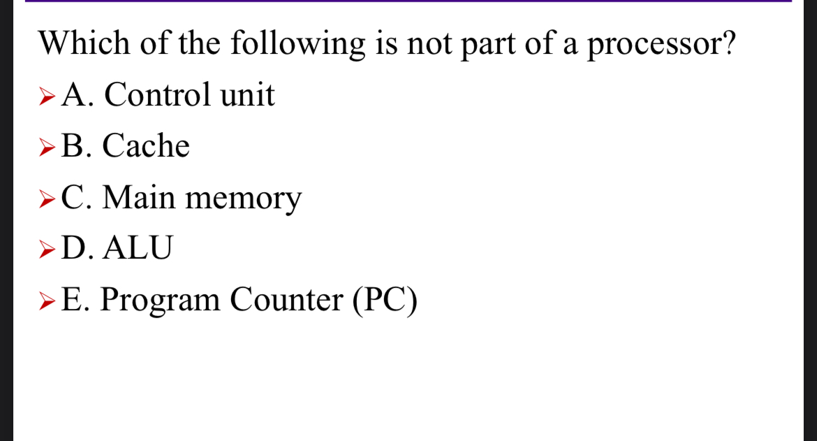 Solved Which of the following is not part of a processor?> | Chegg.com