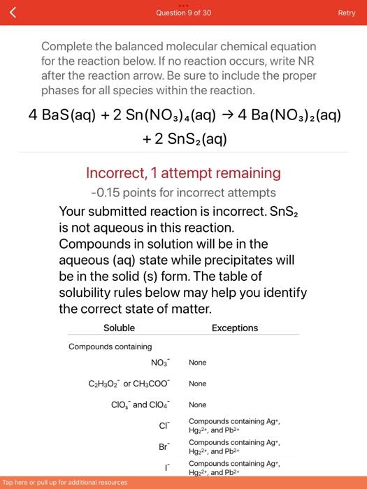 Solved Write the balanced dissociation equation for solid | Chegg.com