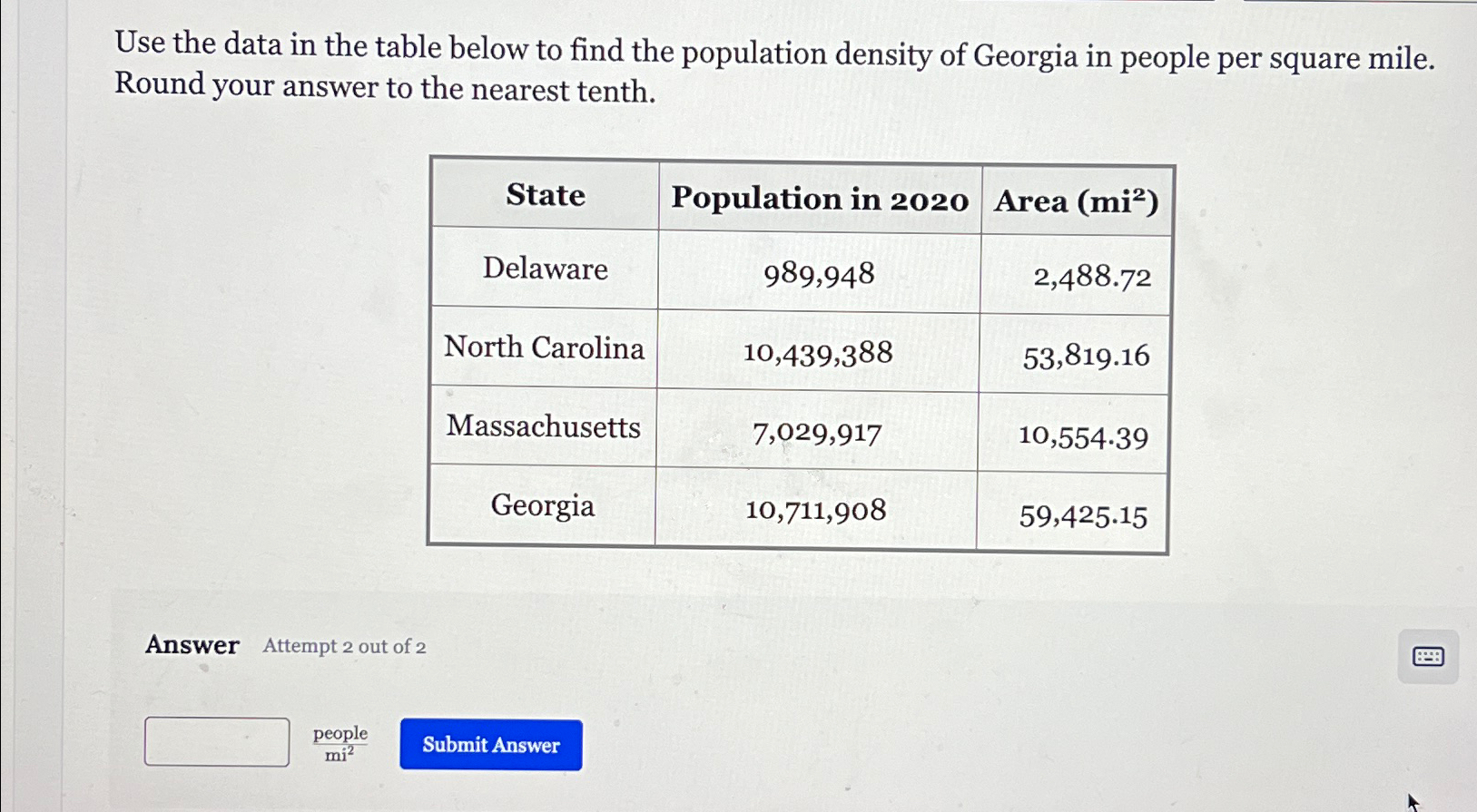 Solved Use the data in the table below to find the | Chegg.com