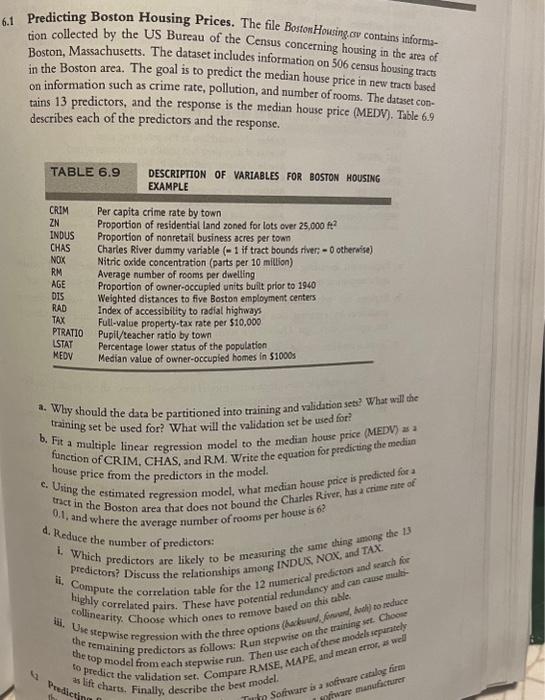 Solved 6 1 Predicting Boston Housing Prices The File