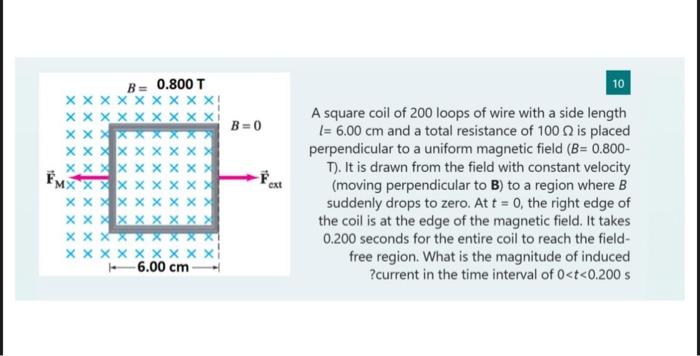 Solved A square coil of 200 loops of wire with a side length | Chegg.com