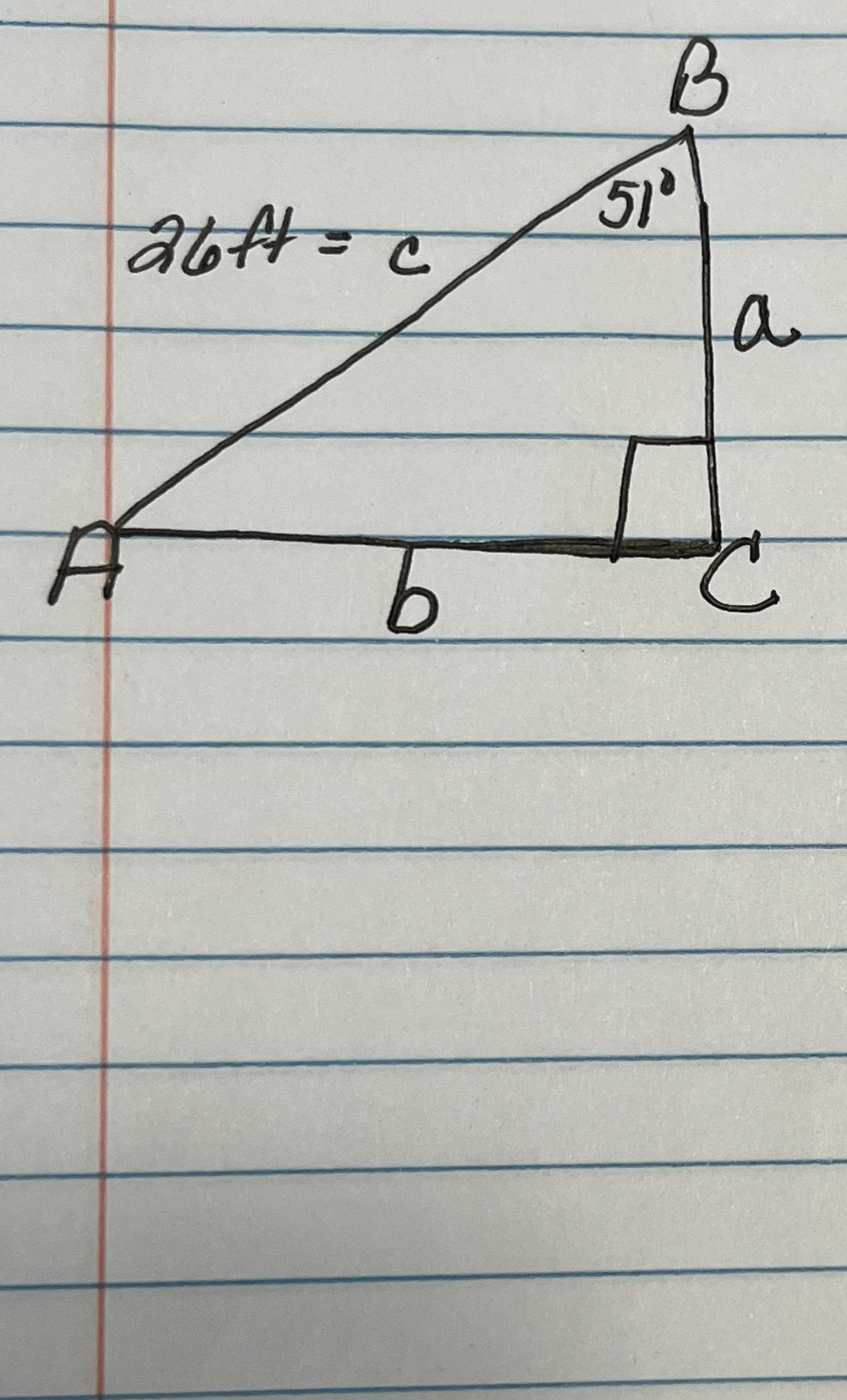 Solved Solve right triangle ABC for all missing parts | Chegg.com