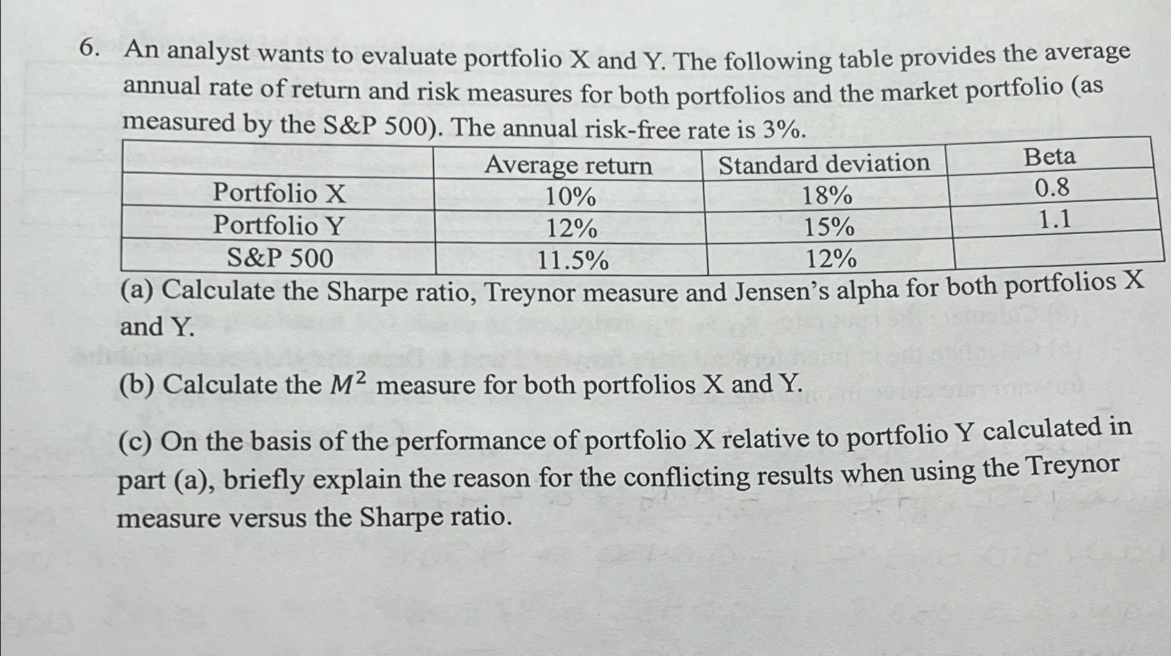 Solved An analyst wants to evaluate portfolio x ﻿and Y. ﻿The | Chegg.com