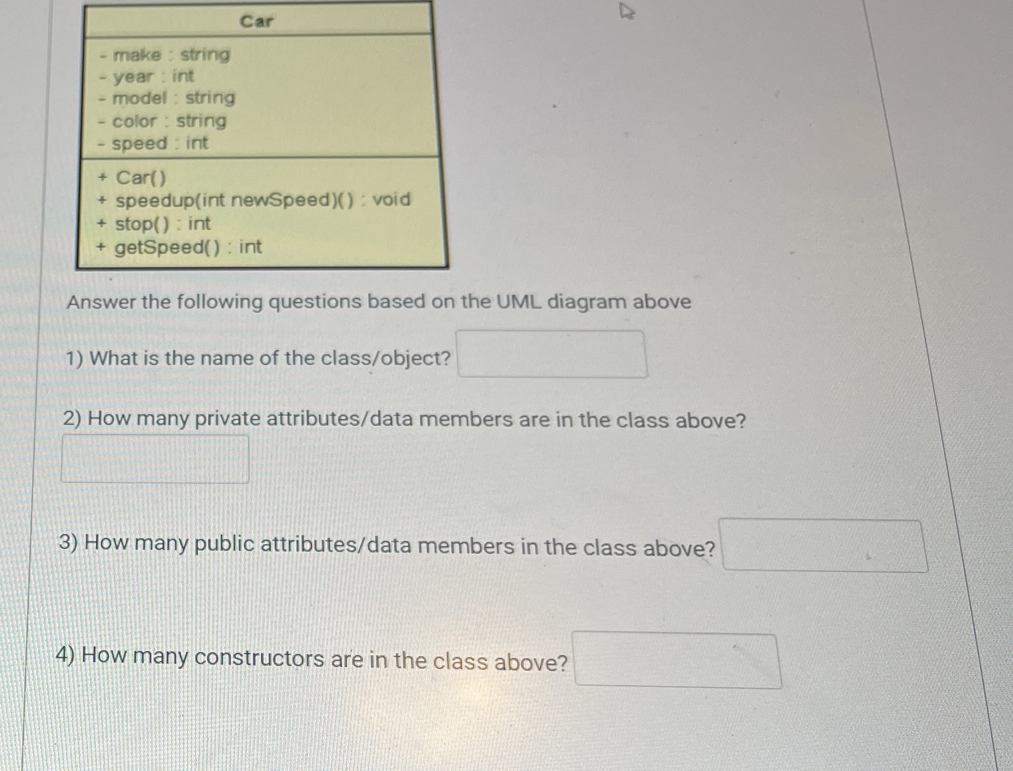 Answer the following questions based on the UML | Chegg.com