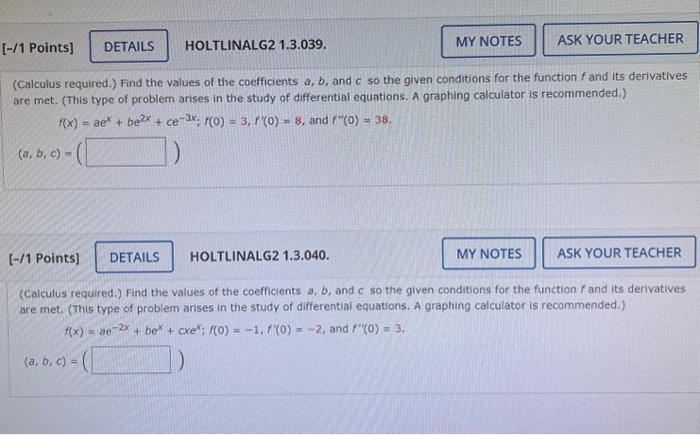 Solved (Calculus required.) Find the values of the | Chegg.com