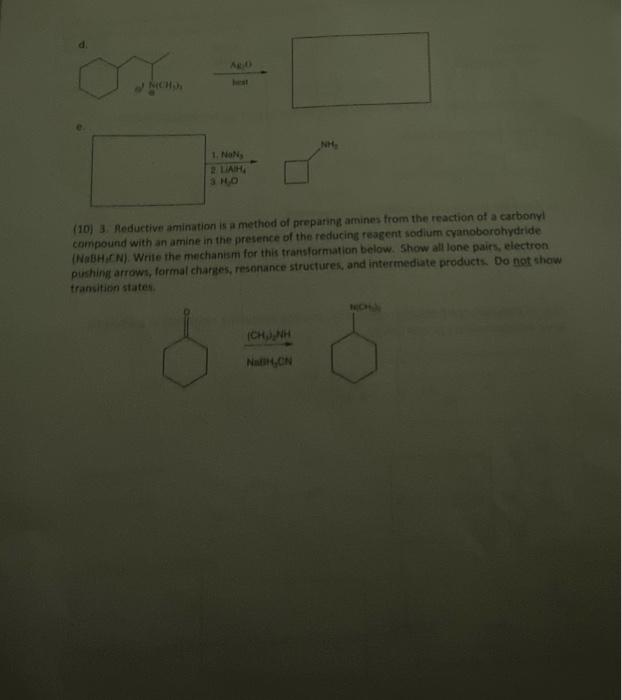 Solved d. e. (10) 3. Reductive amination is a method of | Chegg.com