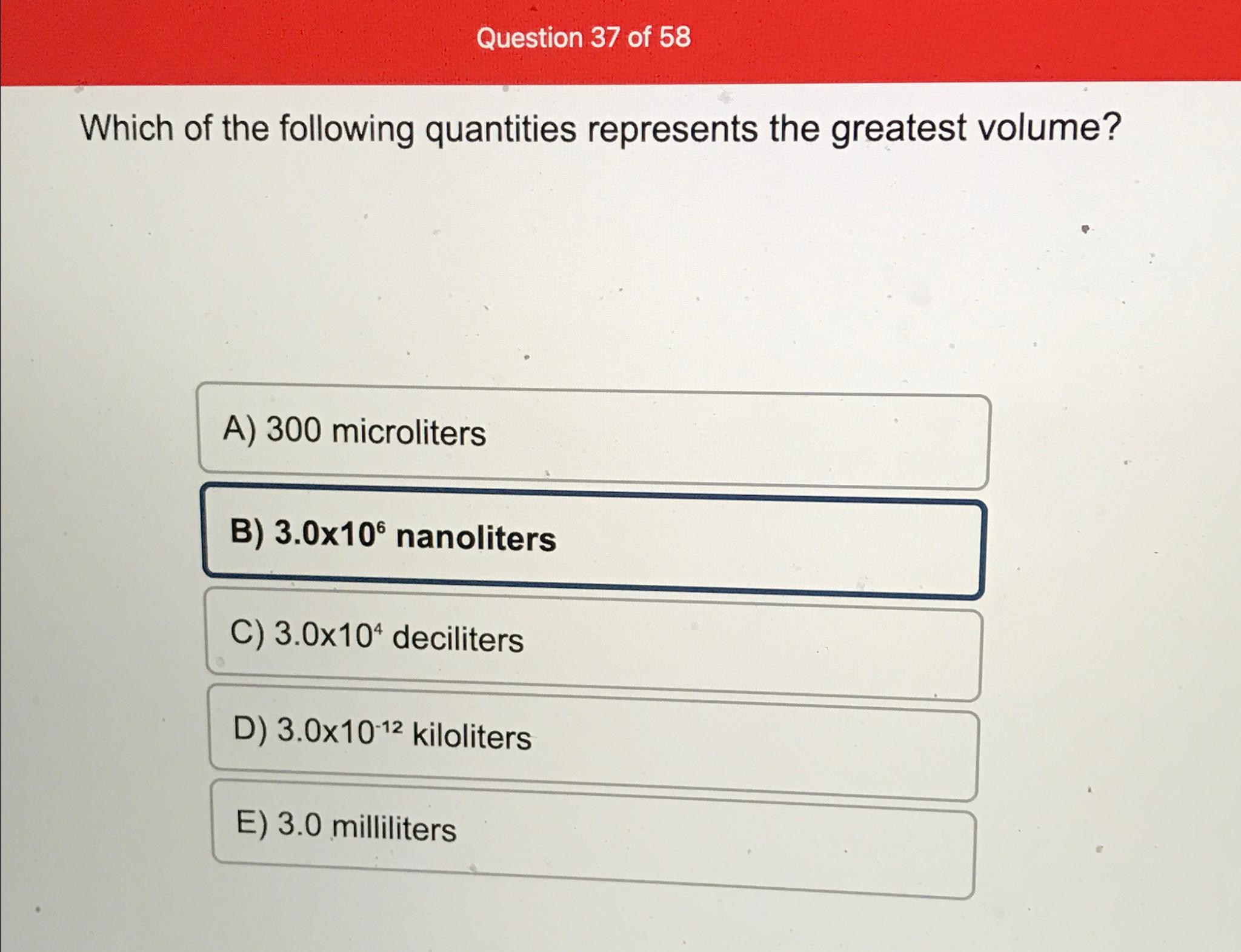 Solved Question 37 ﻿of 58Which of the following quantities | Chegg.com