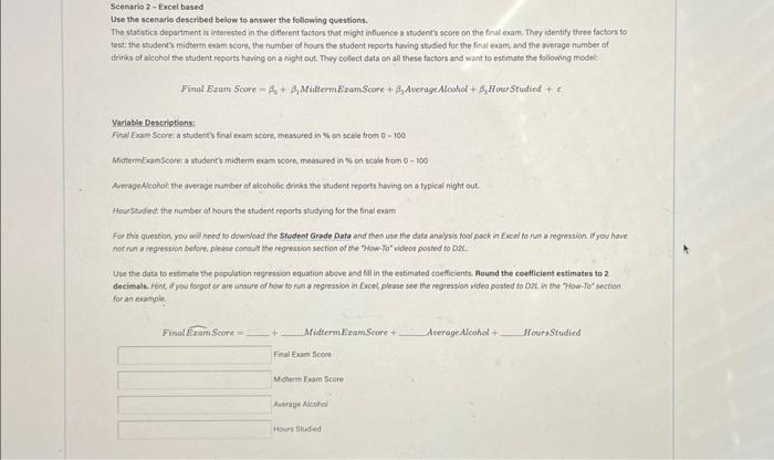 Solved Scenario 2 -Ercel based Use the scenarie described | Chegg.com